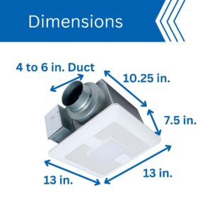 Panasonic FV-0511VQL1 WhisperCeiling DC Ventilation Fan with LED Light - 50-80-110 CFM - Quiet Bathroom Ceiling Fan