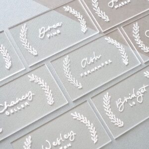 uniqooo place cards, 20pcs clear acrylic - blank rectangle table cards for wedding, party & event decoration - 3 1/2 x 2"