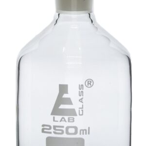 EISCO 250mL (8.4oz) Glass Reagent Bottle with Acid Proof Polypropylene Stopper, Borosilicate 3.3 Glass Labs