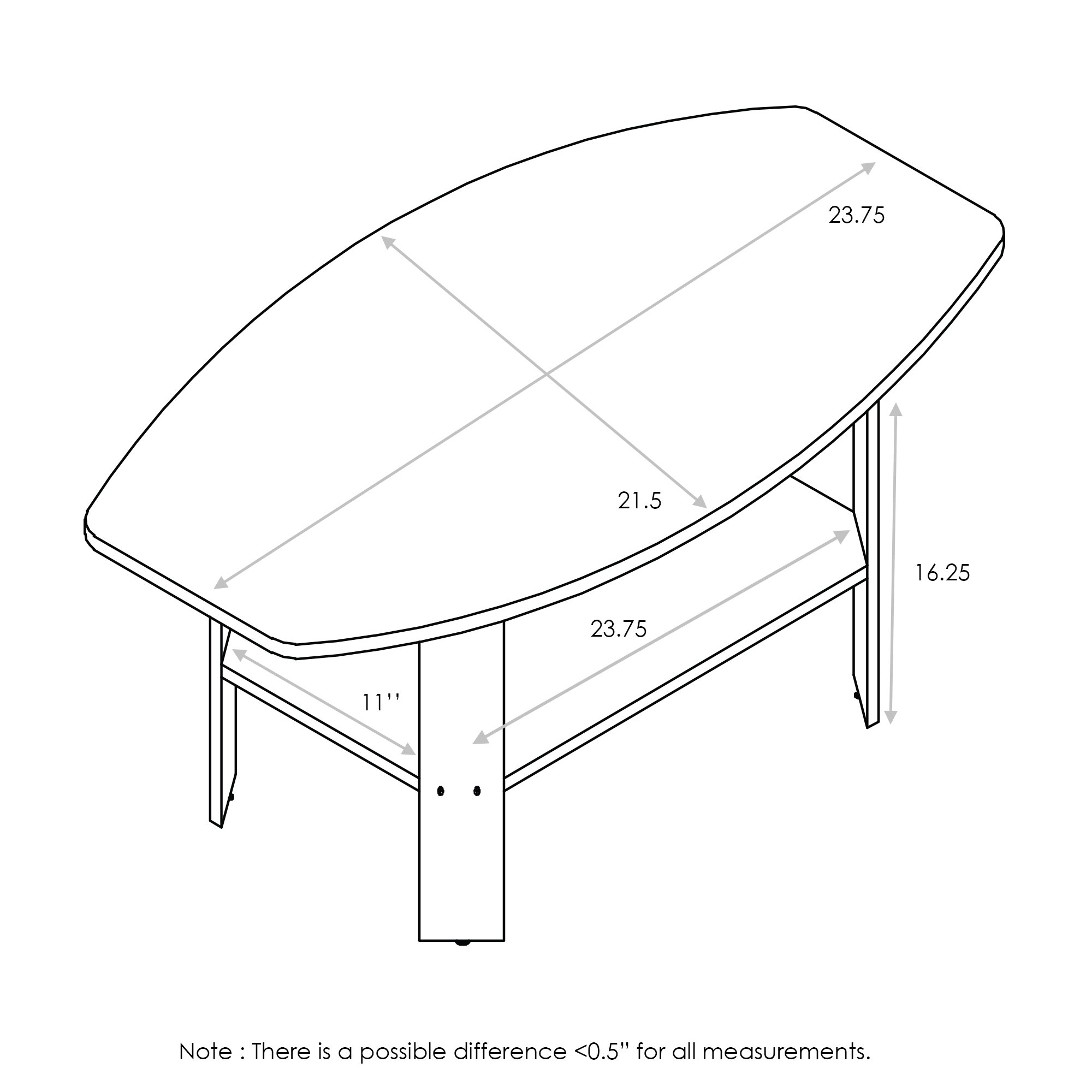 Furinno Simple Design Coffee Table, Dark Walnut