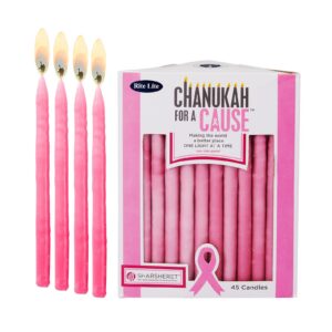 rite lite chanukah for a cause pink hanukkah candles for sharsheret - bulk pack of 45 - decorative & fits most menorahs dripless jewish holiday party favors accessories decorations.