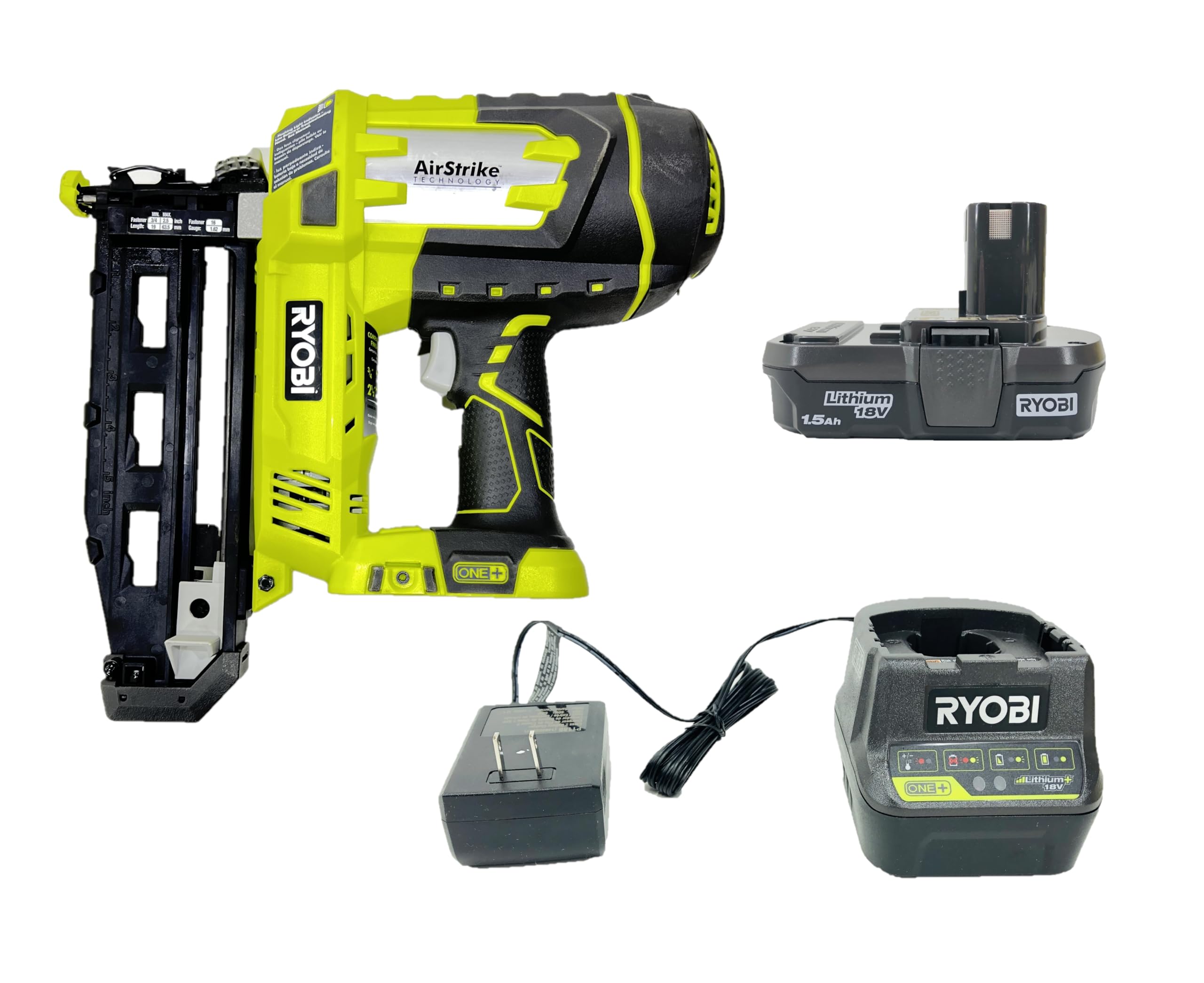 Ryobi 18V One+ Airstrike 16-Gauge 3/4"-2-1/2" Cordless Finish Nailer P325 - Battery & Charger Included