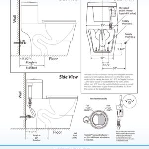 Woodbridgebath T-018 Dual Flush Elongated One Piece Toilet with Soft Closing Seat, Comfort Height, Water Sense