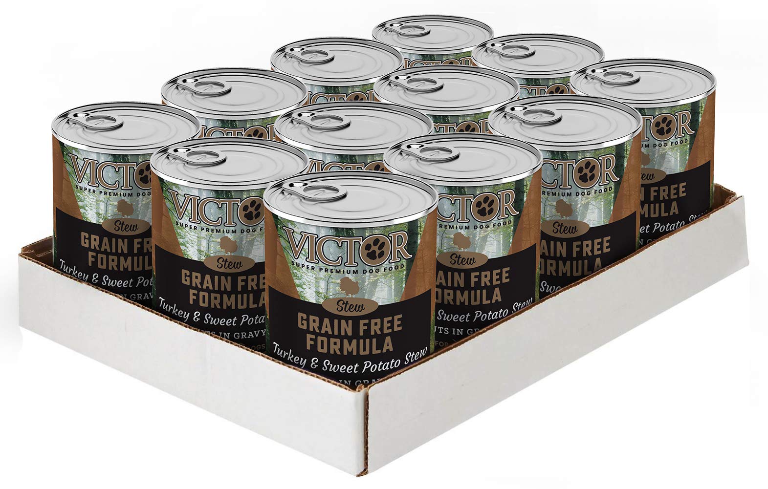 Victor Super Premium Dog Food – Grain Free Stew - Turkey and Sweet Potato Stew Cuts in Gravy – Canned Wet Adult Dog Food - All Breed Sizes, 12 x 13.2 oz Cans