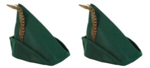 beistle 2 piece novelty felt fabric robin hood hats with feathers halloween costume accessory, green/brown