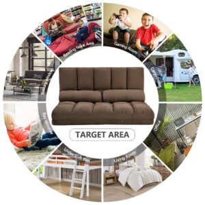 Harper & Bright Designs Adjustable Floor Sofa and Couch for Living Room and Bedroom, 5 Position Floor Gaming Chair, LoveSeat (Loveseat Couch, Brown Couch)