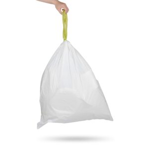 NINESTARS Extra Strong White Trash Bag w/Drawstring Closure, 13 Gal. / 49 L., 30 count, Pack of 3