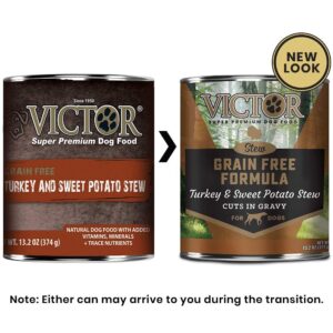 Victor Super Premium Dog Food – Grain Free Stew - Turkey and Sweet Potato Stew Cuts in Gravy – Canned Wet Adult Dog Food - All Breed Sizes, 12 x 13.2 oz Cans