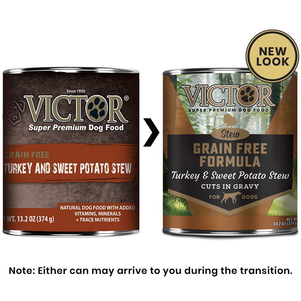 Victor Super Premium Dog Food – Grain Free Stew - Turkey and Sweet Potato Stew Cuts in Gravy – Canned Wet Adult Dog Food - All Breed Sizes, 12 x 13.2 oz Cans