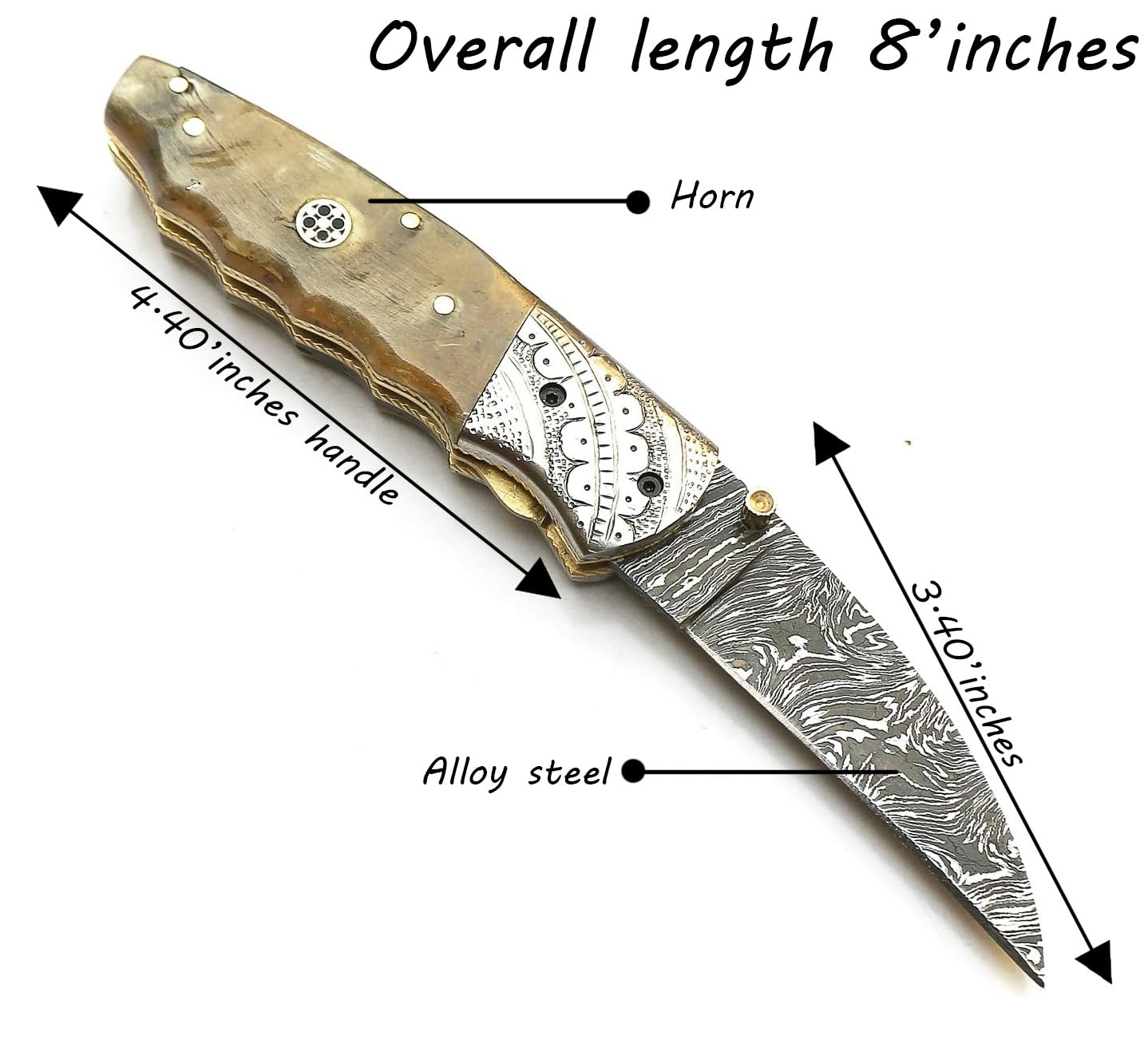 PAL 2000 KNIVES FOL-9122 Custom Handmade Damascus Steel Blade Folding Pocket Knife with Sheath - Liner Lock Folding Knife Best for Hunting, Survival, EDC, Camping, and Hiking.