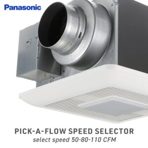 Panasonic FV-0511VQL1 WhisperCeiling DC Ventilation Fan with LED Light - 50-80-110 CFM - Quiet Bathroom Ceiling Fan