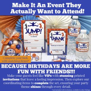 Jump Zone Bounce and Play Trampoline Park Jumping Birthday Party Invitations, 20 5x7 Fill In Cards with Twenty White Envelopes by AmandaCreation