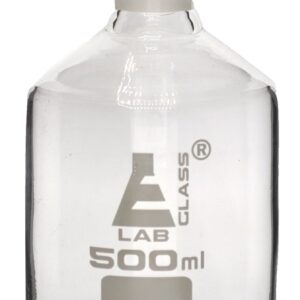 EISCO 500mL (16.9oz) Glass Reagent Bottle with Acid Proof Polypropylene Stopper, Borosilicate 3.3 Glass Labs