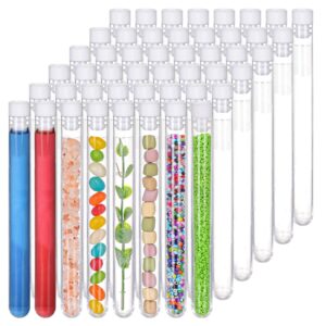 superlele 48 pack plastic test tubes with caps, 16x150mm(25ml) plastic tubes for plants, lash wands, party supplies, scientific experiments