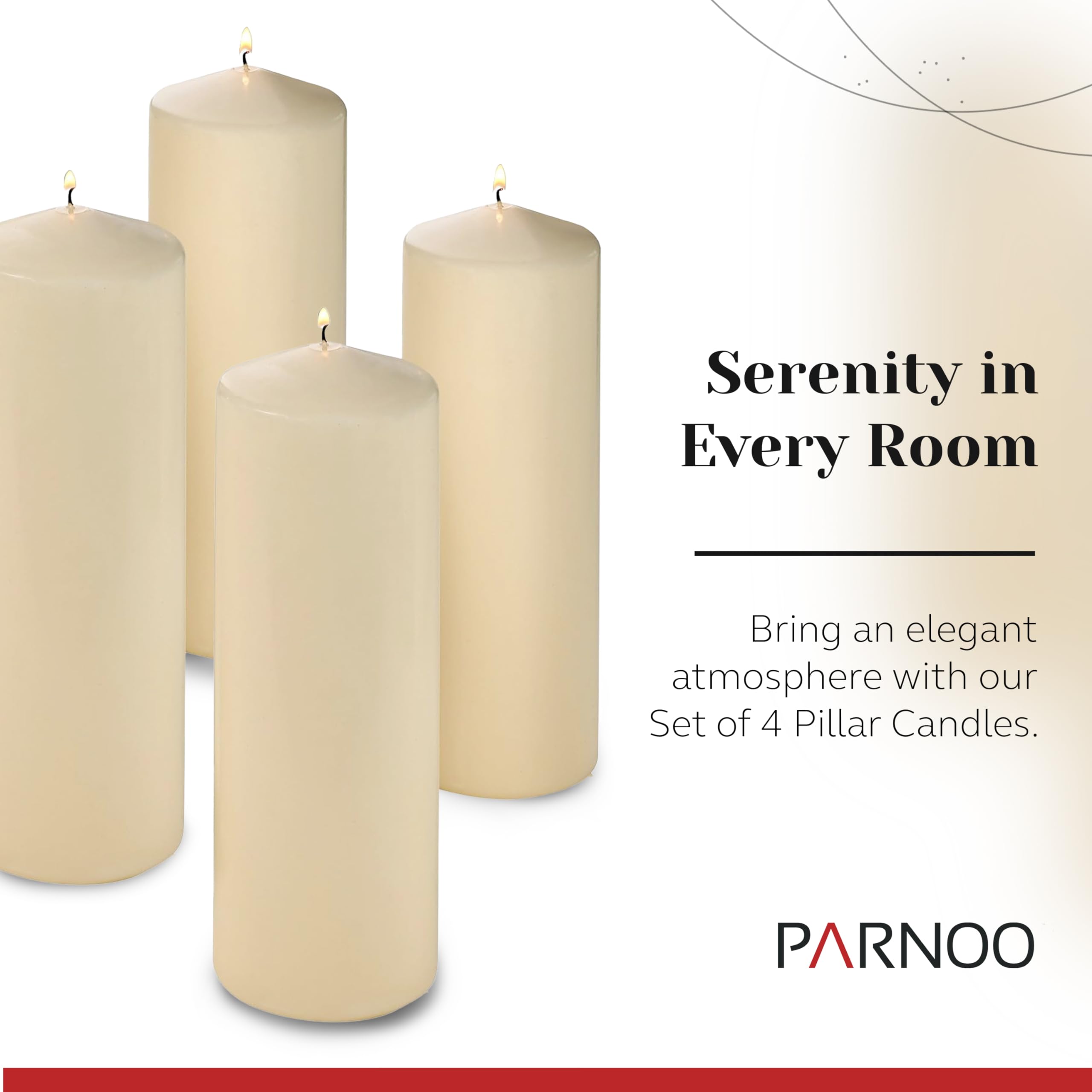 Unscented Pillar Candles - Set of 4 White Pillar Candles Made from Wax & Cotton Wick - 3x9” Slow Burning Candles for Emergency, Weddings, & Table Centerpieces - Tall Pillar Candles, PARNO