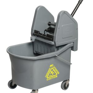 M2 Professional 32Qt/30L Grizzly Mop Bucket with Down-Press Wringer - Grey