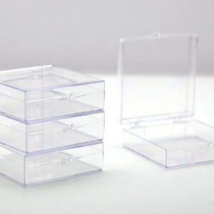 Clear Hinged Plastic Box 2 9/16" L x 2 9/16" W x 3/4" H - 20 Pieces Per Pack