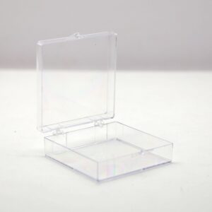 Clear Hinged Plastic Box 2 9/16" L x 2 9/16" W x 3/4" H - 20 Pieces Per Pack