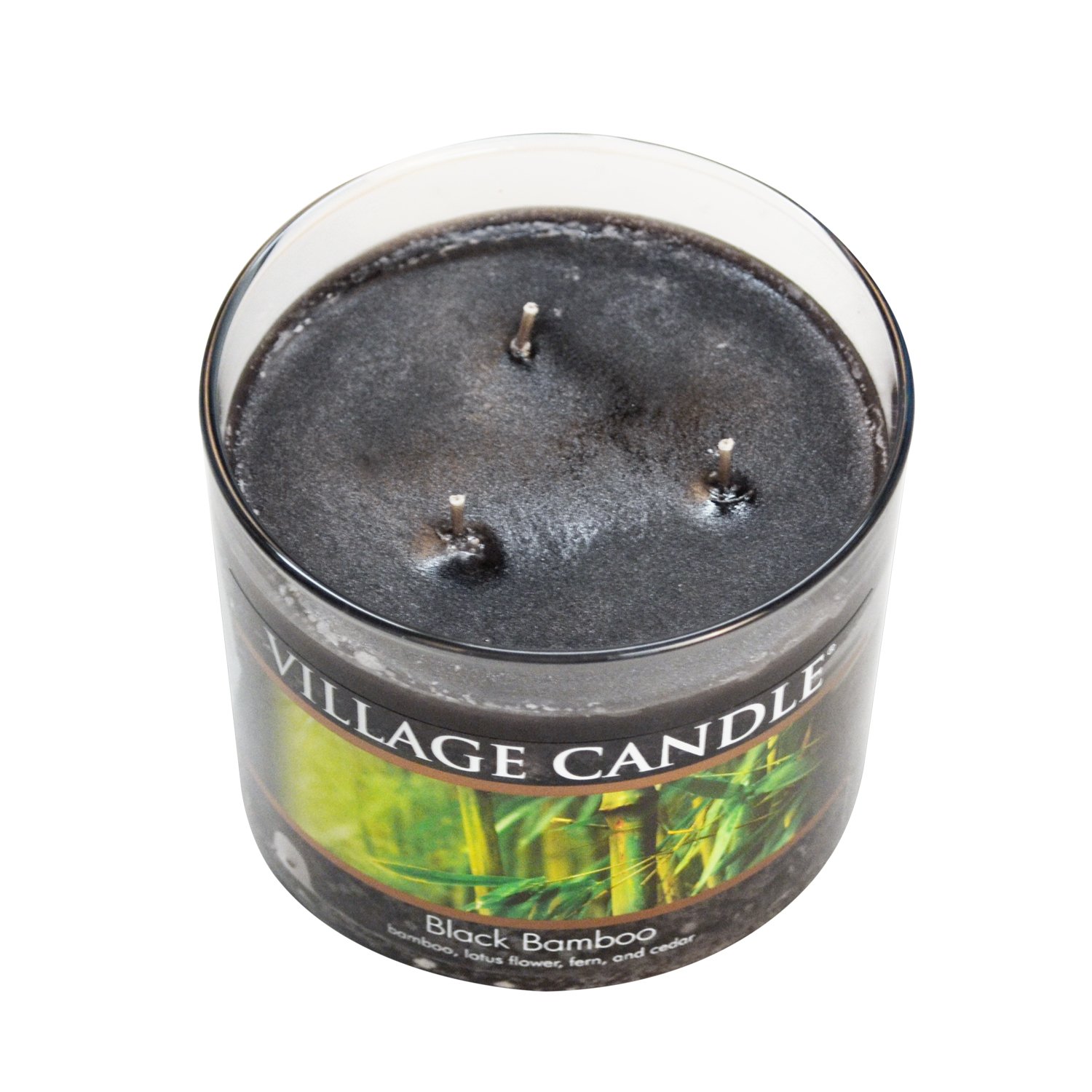 Village Candle Black Bamboo 17 oz Glass Bowl Scented Candle, Medium