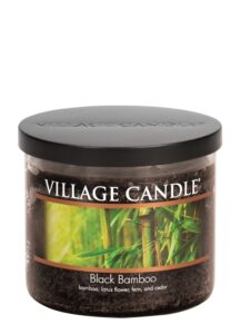 village candle black bamboo 17 oz glass bowl scented candle, medium