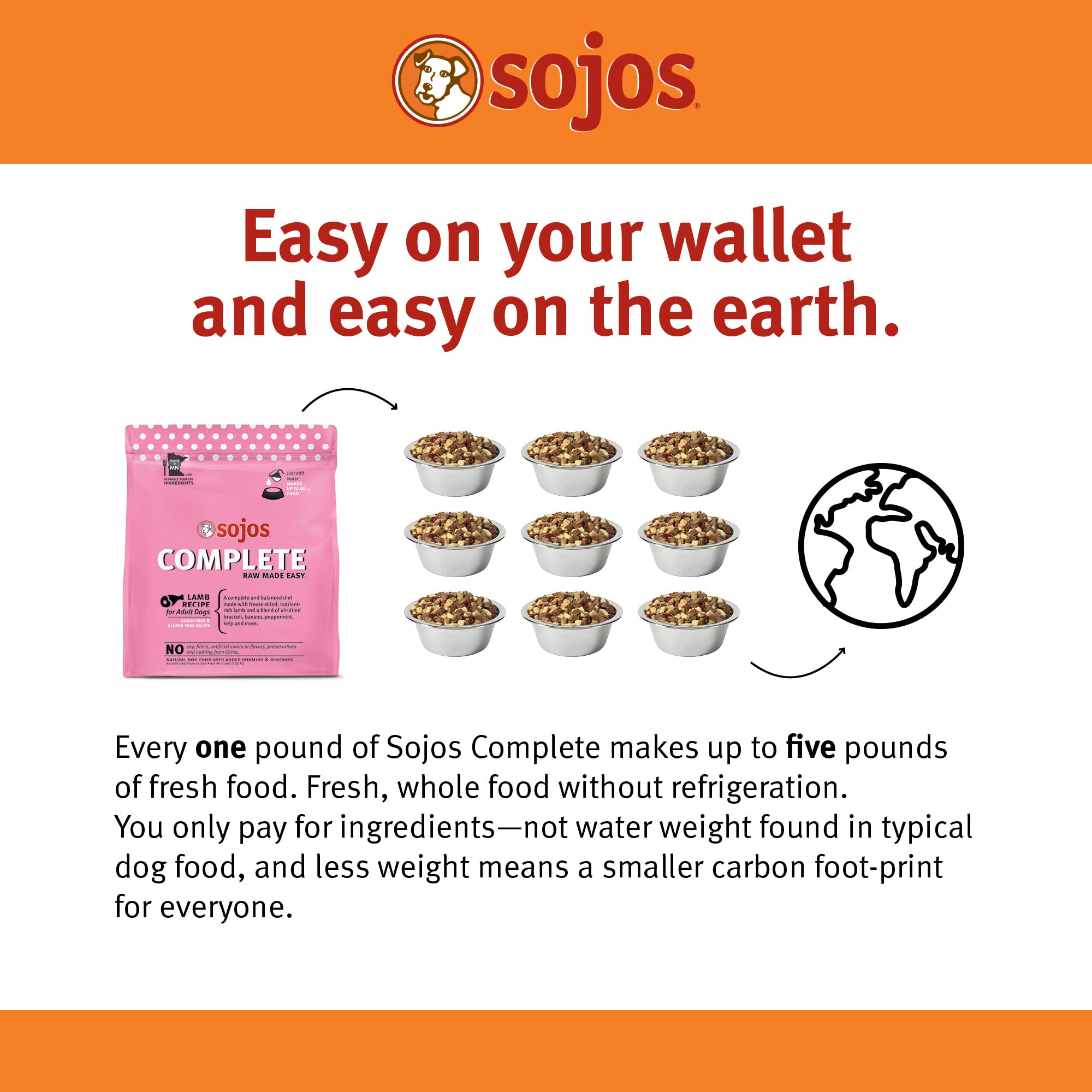 Sojos Complete Lamb Recipe Dehydrated Dog Food, 7 lb