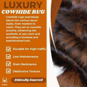 rodeo Genuine Cowhide Rug: Hand-Picked & Authentic Real Cowhide Rug for Country Home Decor - Cow Hide Rug Large Sized at 6x7ft - Cozy, Unique, Durable, Leather Cow Carpet Rugs - Brindle Nutella