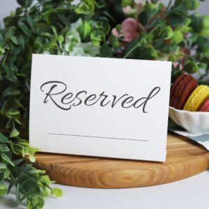 20 Pack Modern Reserved Table Sign With Name Line - Reserved Signs For Wedding - White Reserved Signs - Wedding Accessories - Tent Cards For Reserving Seats & Places - Place Cards for Party, Event