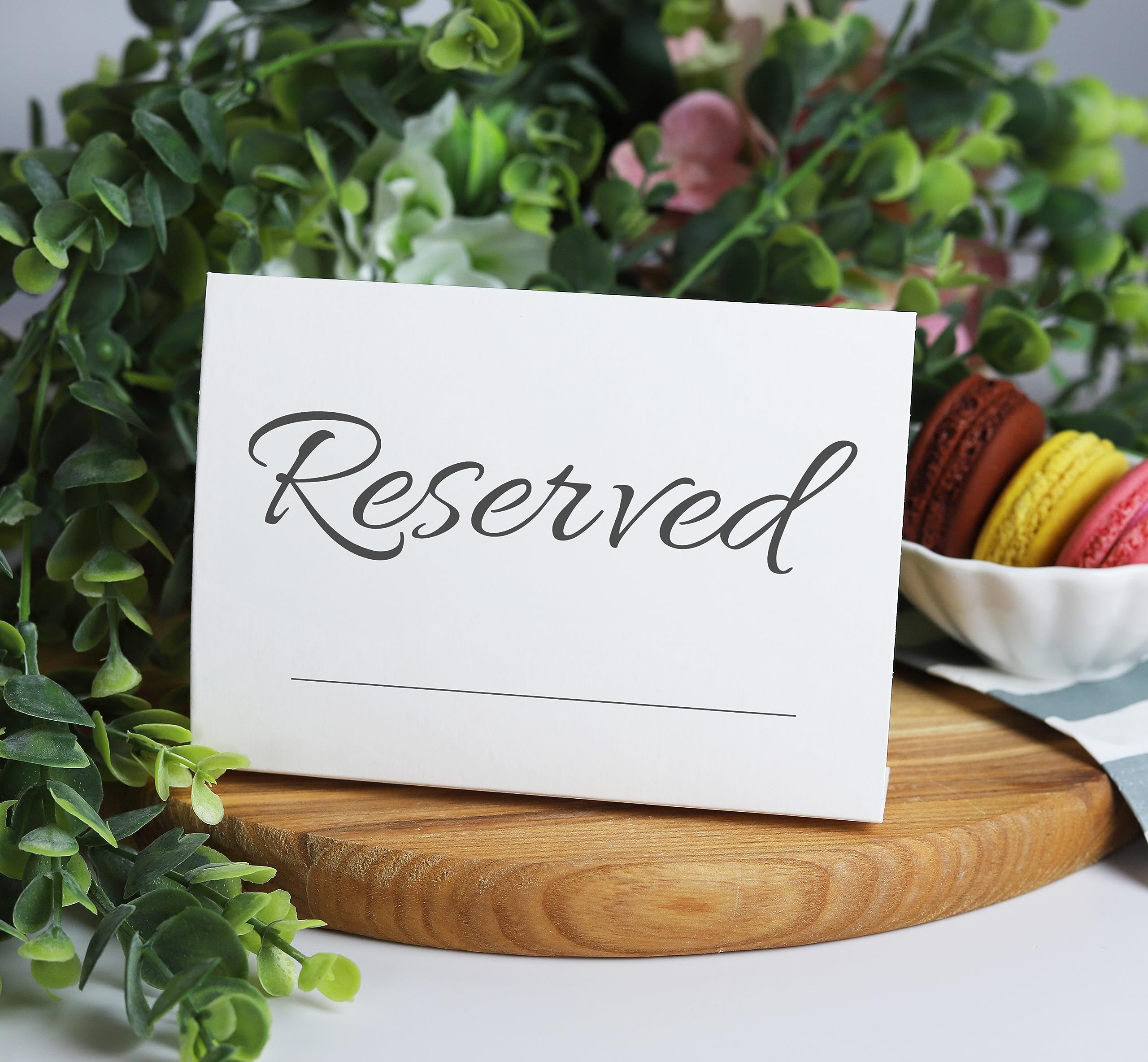 20 Pack Modern Reserved Table Sign With Name Line - Reserved Signs For Wedding - White Reserved Signs - Wedding Accessories - Tent Cards For Reserving Seats & Places - Place Cards for Party, Event