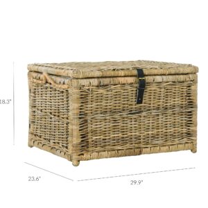 happimess HPM9001C Caden 30" Wicker Storage Trunk, Collapsible for flat storage, Rattan-Kubusoft Gray, Coastal for Office, Dorm Room-LivingRoom, Bedroom, Dining Room, Natural