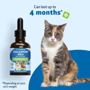 Pet Wellbeing Itch Support Gold for Cats - Occasional Itching, Scratching, and Hot Spots, Environmental and Seasonal Allergies, Dong Quai - Veterinarian-Formulated Herbal Supplement 2 oz (59 ml)