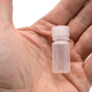 EISCO Pack of 10-4mL Rigid Plastic Reagent Bottle with Narrow Mouth (0.33" ID) and Screw Cap - Polypropylene