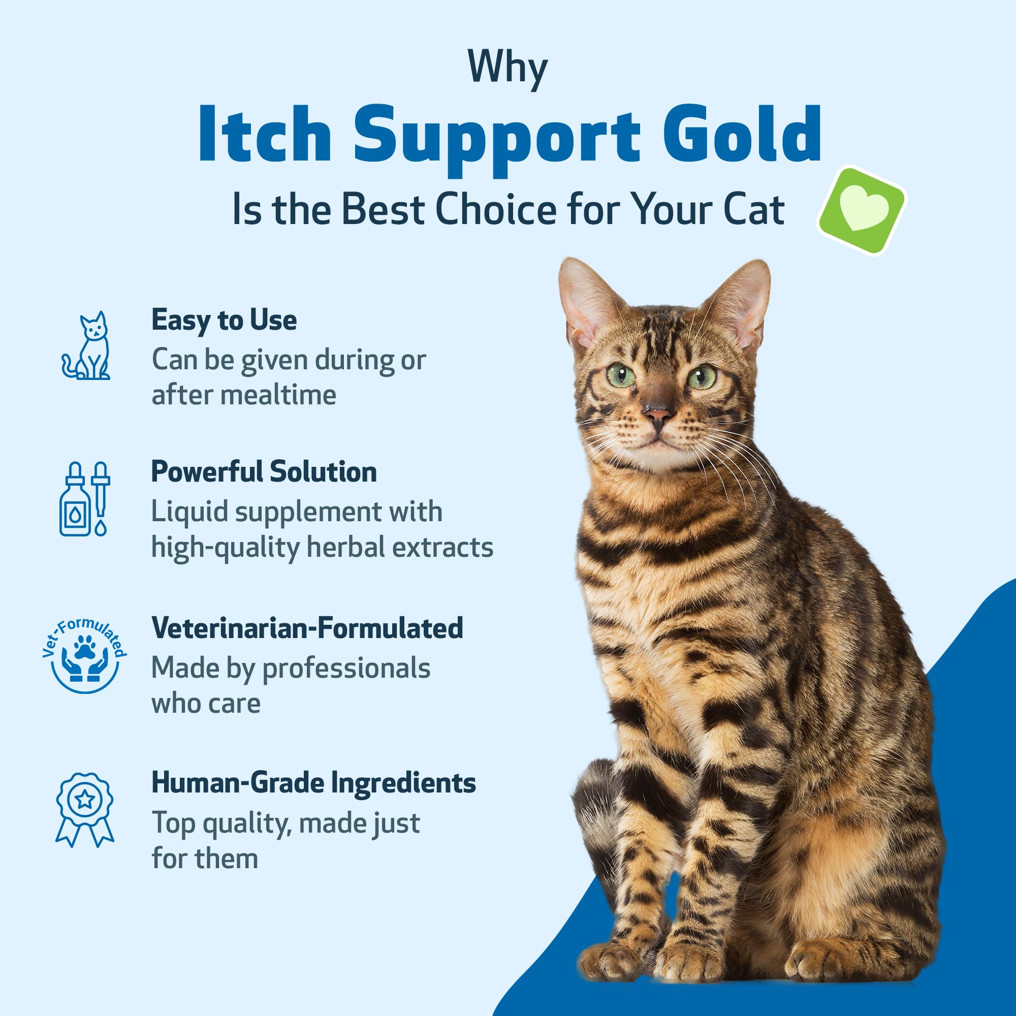 Pet Wellbeing Itch Support Gold for Cats - Occasional Itching, Scratching, and Hot Spots, Environmental and Seasonal Allergies, Dong Quai - Veterinarian-Formulated Herbal Supplement 2 oz (59 ml)