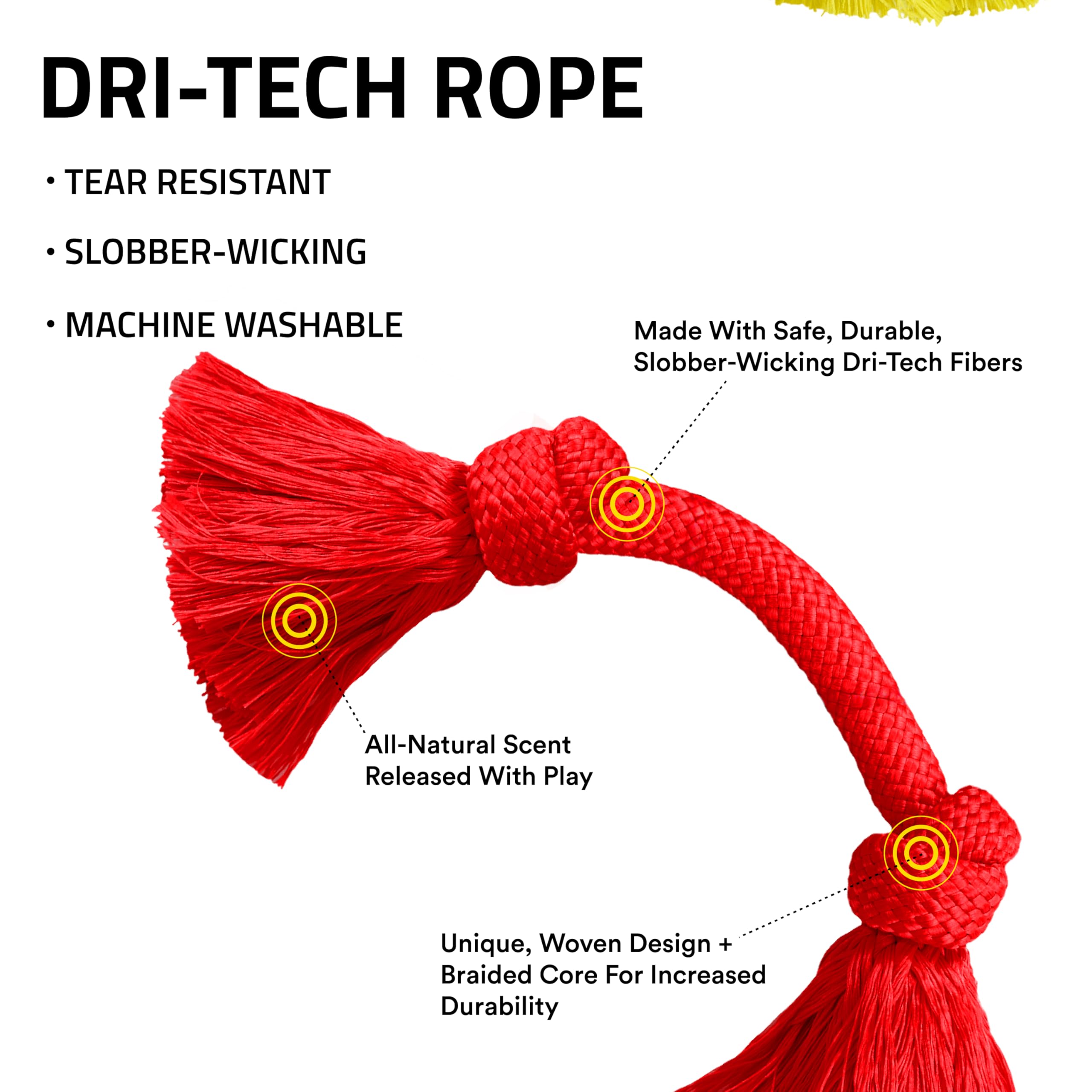 Playology Dri Tech Rope Dog Chew Toy for Medium Dogs up to 50lbs. | Engaging, All-Natural Beef Scented Red Dog Toy for Tough Chewers | Easy to Clean | Interactive and Non-Toxic