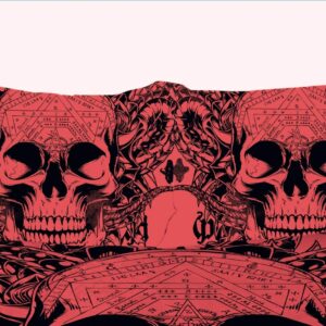 YSJANDFM Anole 3 Pcs Soft Luxury Youth 100% Polyester Shell Fully Reversible 3-Piece Modern Flower Skull Duvet Cover Set Queen Size Red No Comforter (Queen 3pcs)