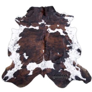 rodeo genuine cowhide rug: hand-picked & authentic real cowhide rug for country home decor - cow hide rug large sized at 6x7ft - cozy, unique, durable, leather cow carpet rugs - brindle nutella