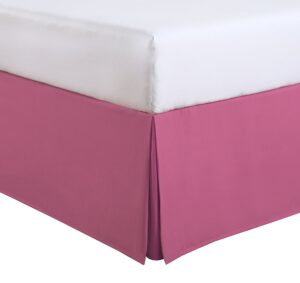 fresh ideas kids twin bed skirt - lux hotel tailored microfiber bedskirt, classic 14" drop length – pink