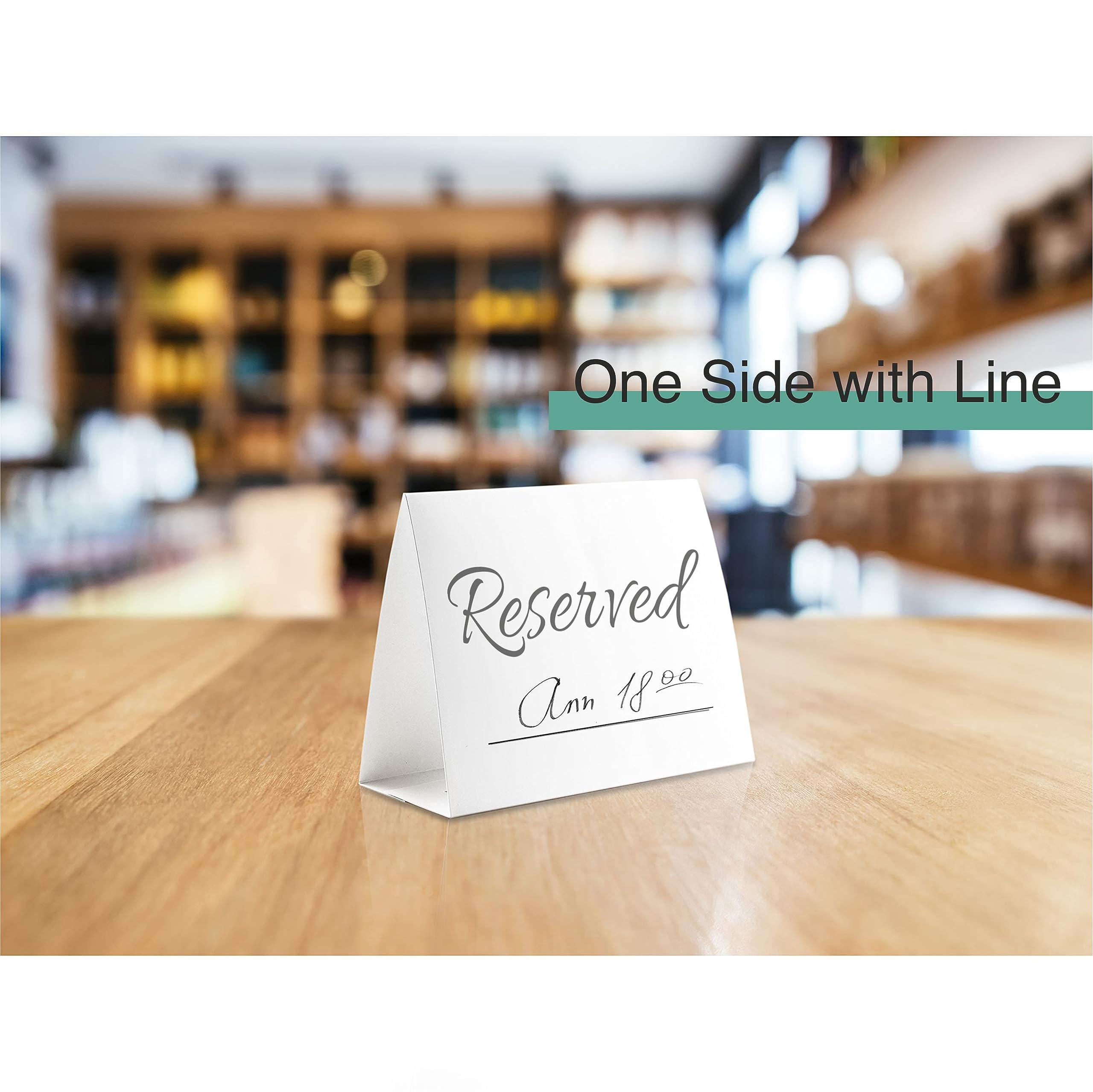 20 Pack Modern Reserved Table Sign With Name Line - Reserved Signs For Wedding - White Reserved Signs - Wedding Accessories - Tent Cards For Reserving Seats & Places - Place Cards for Party, Event