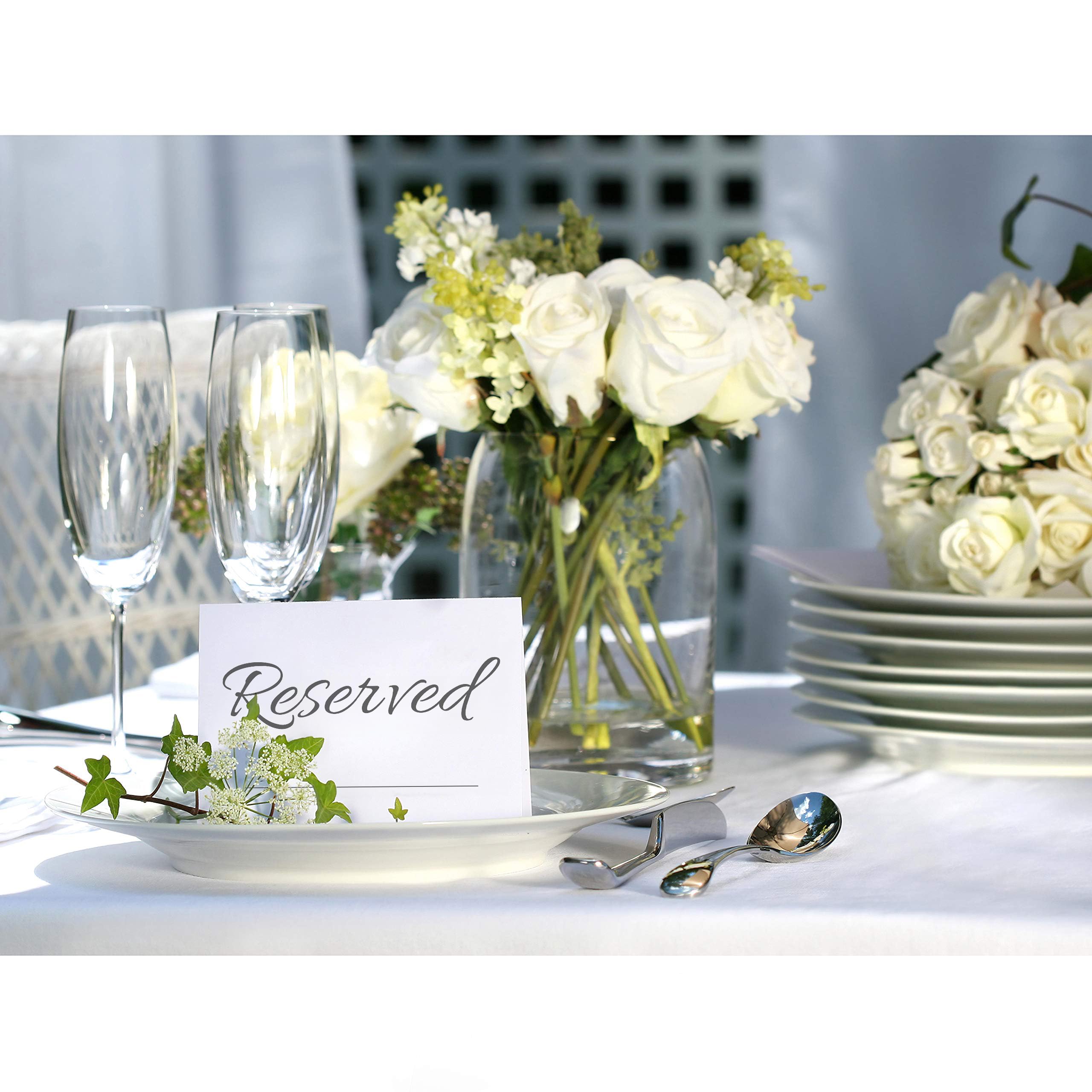 20 Pack Modern Reserved Table Sign With Name Line - Reserved Signs For Wedding - White Reserved Signs - Wedding Accessories - Tent Cards For Reserving Seats & Places - Place Cards for Party, Event