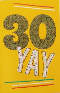 30 yay happy 30th birthday greeting card -"welcome to the club" thirty years old/thirtieth