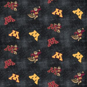 sykel entrprises university of minnesota flannel fabric with distressed ground-minnesota gophers 100% cotton flannel fabric sold by the yard