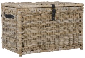 happimess hpm9004b michael 35" wicker storage trunk, collapsible for flat storage, rattan-kubusoft gray, coastal for office, dorm room-livingroom, bedroom, dining room, natural