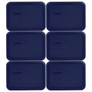 pyrex 7210-pc 3 cup blue rectangle plastic storage lid, made in usa - 6 pack