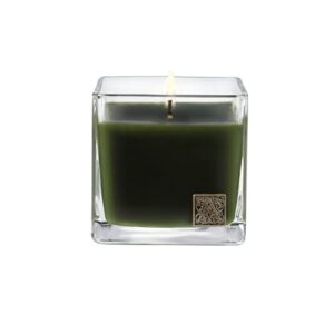 aromatique the smell of tree glass cube 12 oz scented jar candle with metal medallion for home décor and gift