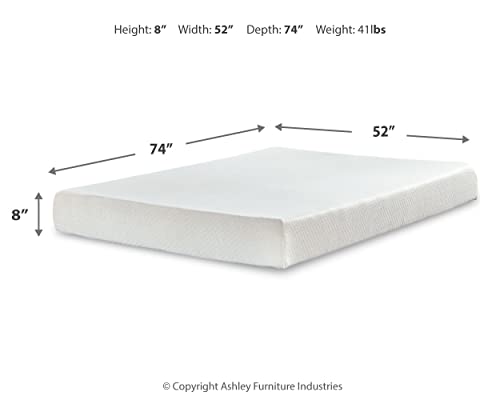 Signature Design by Ashley Full Size Chime 8 Inch Medium Firm Gel Memory Foam Mattress with Green Tea & Charcoal Extract