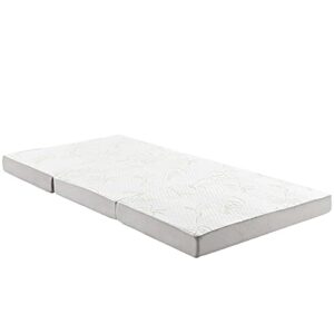 modway 4” relax tri-fold mattress topper certipur-us certified with soft removable cover (31"x75")