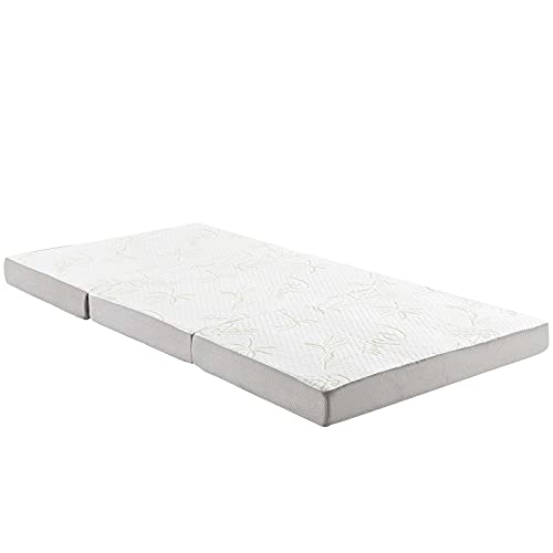 Modway 4” Relax Tri-Fold Mattress Topper CertiPUR-US Certified with Soft Removable Cover (31"x75")