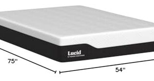 LUCID 12 Inch Hybrid Memory Foam Infused with Bamboo Charcoal and Aloe Vera-Encased Spring Support-Medium Plush Feel-Motion Isolation Mattress, Full, White, Grey, Black