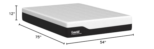 LUCID 12 Inch Hybrid Memory Foam Infused with Bamboo Charcoal and Aloe Vera-Encased Spring Support-Medium Plush Feel-Motion Isolation Mattress, Full, White, Grey, Black