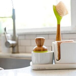 Full Circle Stash Ceramic Sink Caddy and Organizer, Green and White