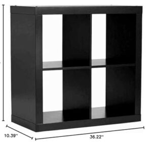 Better Homes and Gardens Bookshelf Square Storage Cabinet 4-Cube Organizer (Solid Black)